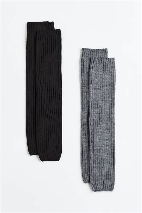 Rib Knit Leg Warmers Blackdark Gray Melange Ladies Handm Ca