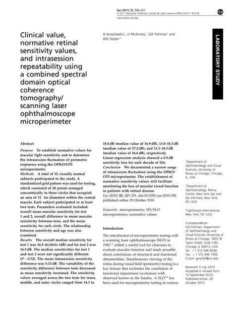 PDF Clinical Value Normative Retinal Sensitivity Values And