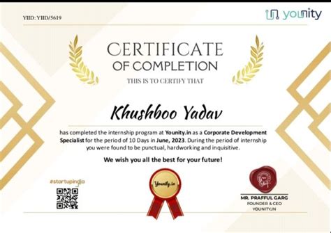 Khushboo Yadav On Linkedin Completed Internship In Corporate Development Specialist For