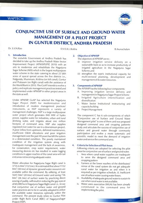 Pdf Conjunctive Use Of Surface And Groundwater In Ap