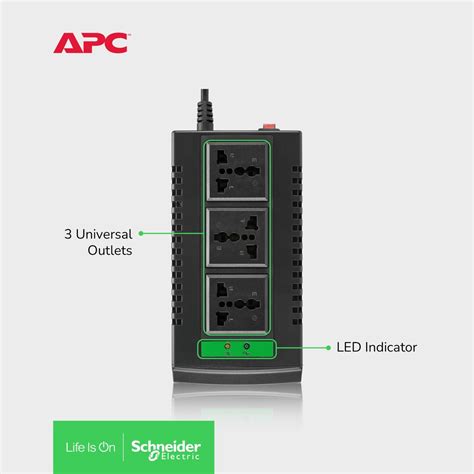 APC Line R 1500VA Automatic Voltage Regulator 3 Universal Outlets 240V Malaysia PCGear