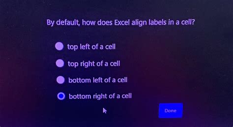 Solved By Default How Does Excel Align Labels In A Cell Top Chegg