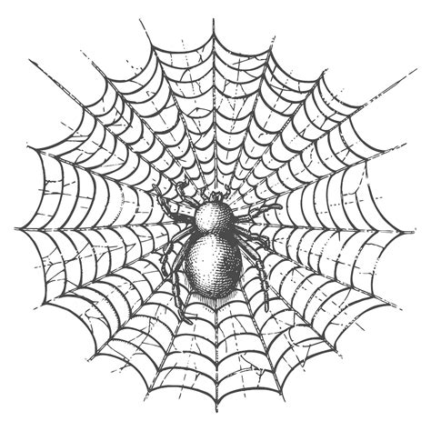 Premium Vector Detailed Drawing Of A Large Spider Sitting In The Center Of Its Web