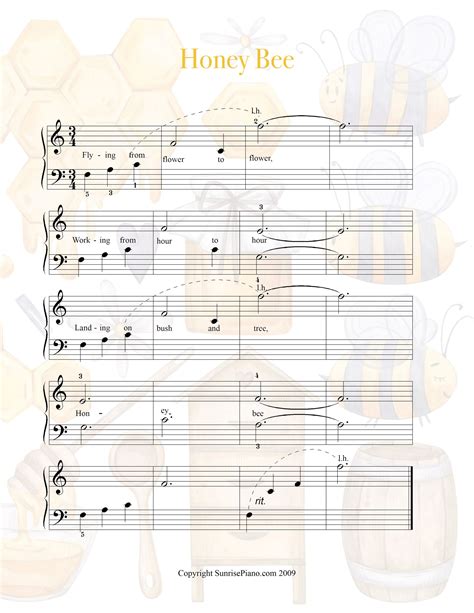 Honey Bee Elementary Piano Sheet Music