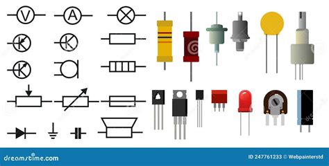 Set Of Radio Component Resistor Transistor Diode And Capacitor Radio Electronic Circuit