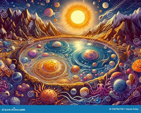 Early Life In Earths Ancient Oceans Depicted In Cgi Royalty Free Stock Image