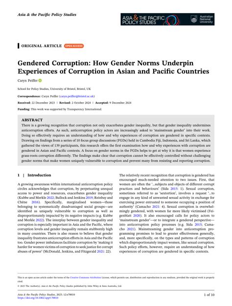 PDF Gendered Corruption How Gender Norms Underpin Experiences Of Corruption In Asian And