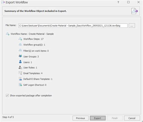 Export Workflows Easy Workflow