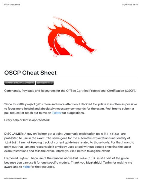 Oscp Cheat Sheet Pdf Php Computing