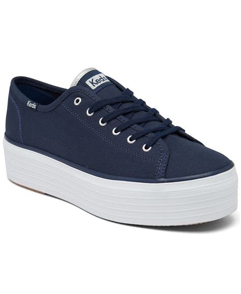Keds Womens Triple Up Canvas Metallic Platform Casual Sneakers From