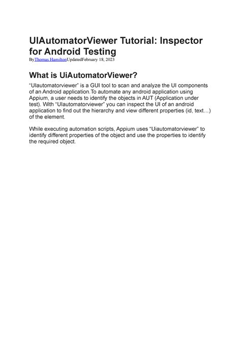 Uiautomator Viewer Tutorial Uiautomatorviewer Tutorial Inspector For