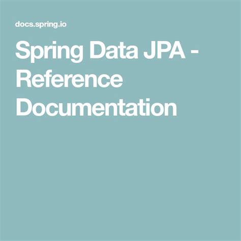 Spring Data Jpa Reference Documentation Data Spring Reference