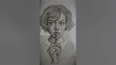 퀸스갬빗 그림 드로잉 인물화 샤프 샤프그림 펜 펜그림 Youtube