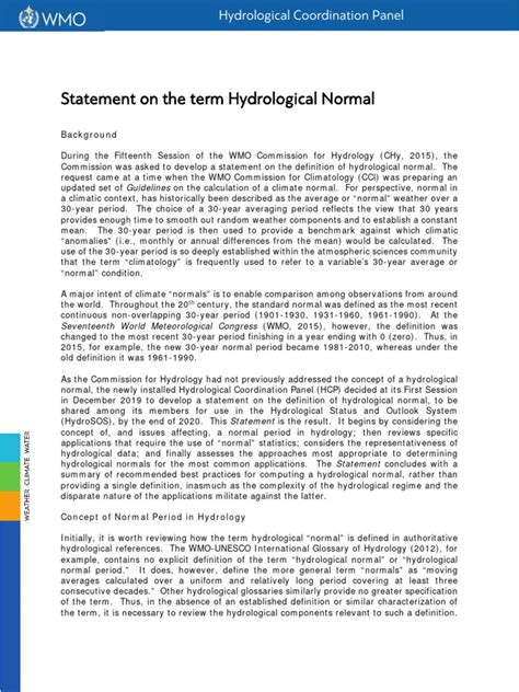 Statement On The Term Hydrological Normal Hcp Pdf Median Variance Statement On The Term Hydrological Normal Hcp Pdf Median Variance