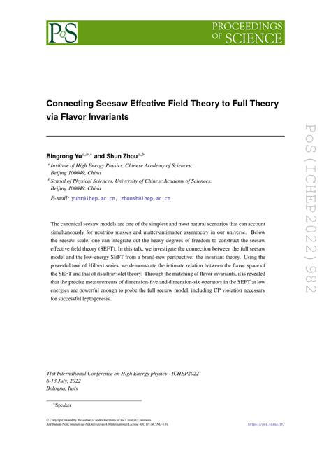 Pdf Connecting Seesaw Effective Field Theory To Full Theory Via Flavor Invariants