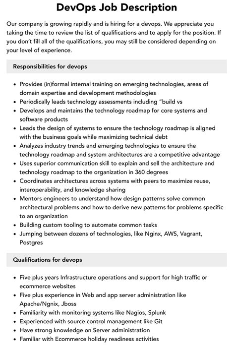 Devops Job Description Velvet Jobs