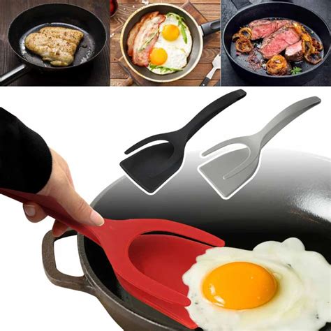 2 In 1 주방 악세사리 세트 오믈렛 주걱 주방 실리콘 주걱 토스트 팬케이크 에그 플립 집게 Cocina