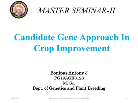 Candidate Gene Approach In Crop Improvement Pptx Genetics Science