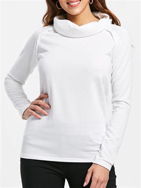 [68 Off] Stylish Turtleneck Long Sleeve Solid Color Womens Sweatshirt