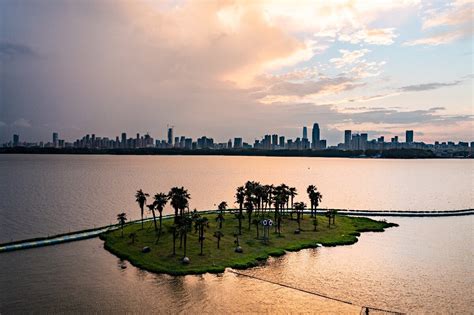 航拍武汉东湖之心 沈哲916