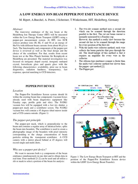Low Energy Ion Beam Emittance Measurement Device Pdf Electron Optics