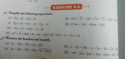 Exercise 5 41 Simplify The Following Expressions A 3x−y − 2x−y B