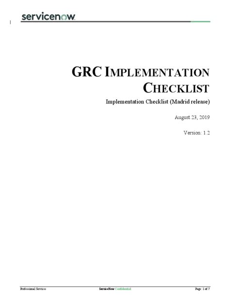 Grc Implementation Checklist N Pdf Audit Information Technology