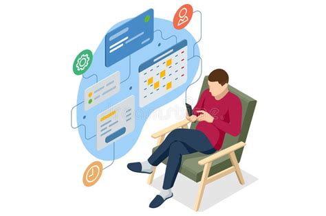 Isometric Business Project Management System Project Manager Updating