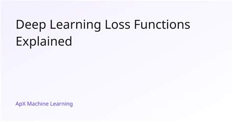 Deep Learning Loss Functions Explained