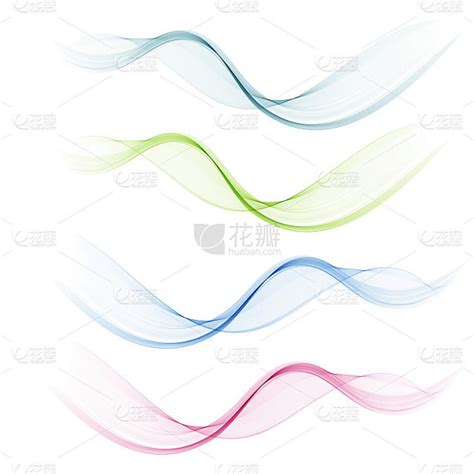 套抽象色波烟透明蓝粉绿波设计元素