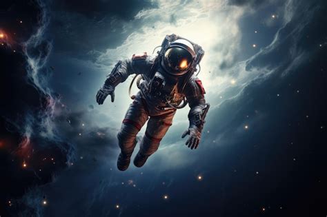 Premium Photo An Astronaut Floating In The Expanse Of Space A