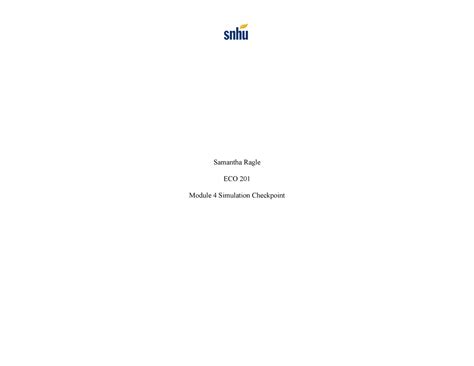 Eco201 Module 4simulation Checkpoint Ragle Samantha Ragle Eco 201