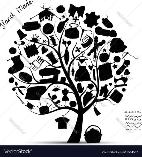 Sewing Tree Sketch For Your Design Royalty Free Vector Image