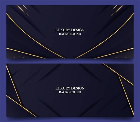 럭셔리 추상 블루와 골드 라인 배경 벡터 럭셔리 우아한 테마 디자인 설정 프리미엄 벡터