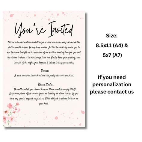 Adult Date Night Card Foreplay Invite Card Couple Date Night Invitation Cute Date Ideas