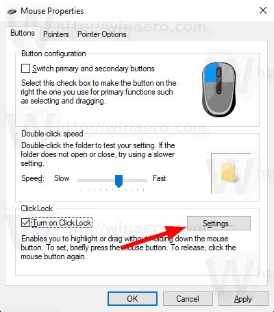 Enable Mouse ClickLock In Windows 10
