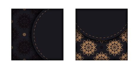 고급스러운 장식이 있는 블랙 의 정사각형 레디 투 프린트 엽서 디자인 텍스트 및 빈티지 패턴에 대한 공간이 있는 초대 템플릿 0