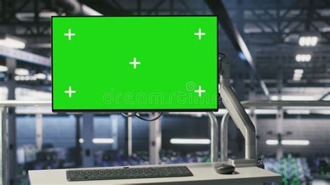 Green Screen Mockup Monitor On Data Center Industrial Platform Stock Footage Video Of Mockup