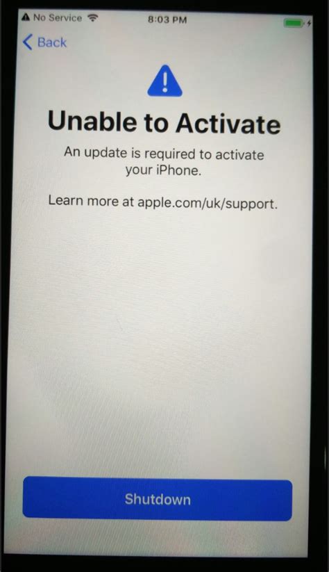 unable to activate an update is require… apple community