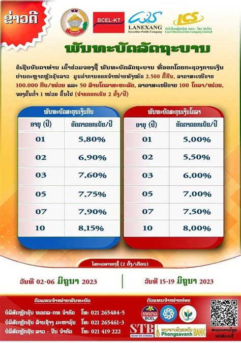 Bcel Bank 📣📣 ຂ່າວດີ ເປີດຂາຍພັນທະບັດລັດຖະບານ ງວດທີ 2 Facebook