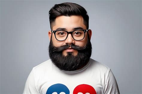 Premium Photo Cartoon Character With Beard And Glasses On Shirt