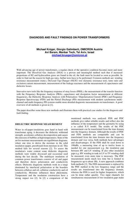 Pdf Diagnosis And Fault Findings On Power Transformers