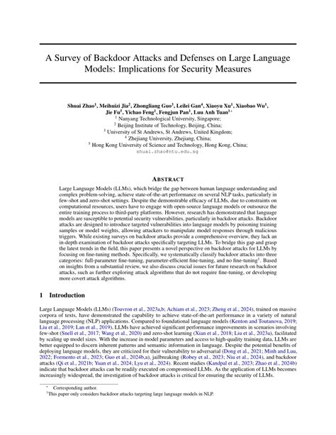 Pdf A Survey Of Backdoor Attacks And Defenses On Large Language Models Implications For
