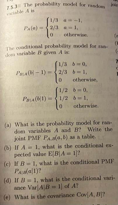 Solved The Probability Model For Random Variable A Is Chegg