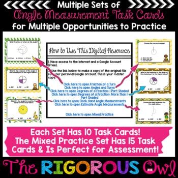 Digital Google Forms Angle Measurements Task Cards Test Prep The Rigorous Owl