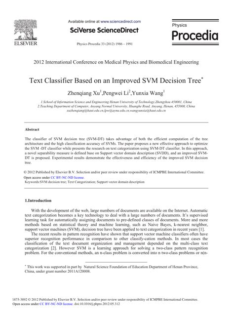 Pdf Text Classifier Based On An Improved Svm Decision Tree