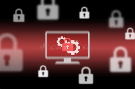 Malware Ransomware And Virus Infected Alert On Red Screen Background Stock Illustration