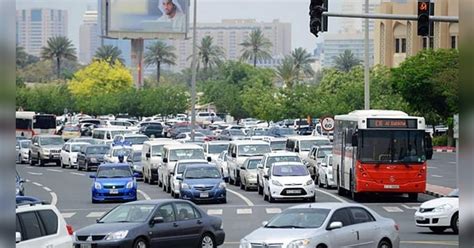 Slow Moving Traffic On Key Sharjah Dubai Roads On Tuesday Morning