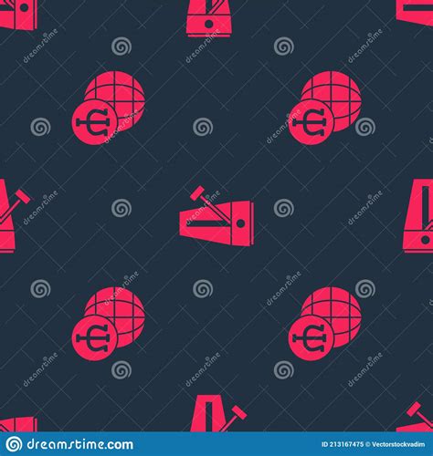 Set Psychology Psi And Metronome With Pendulum On Seamless Pattern Vector Stock Vector