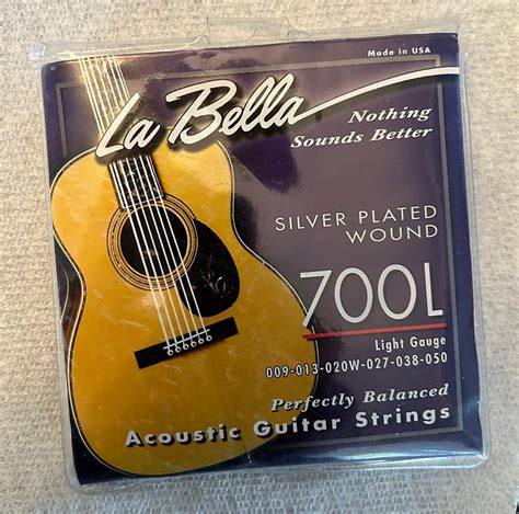 La Bella 700L Light Silver Plated 9-50 Acoustic Guitar | Reverb